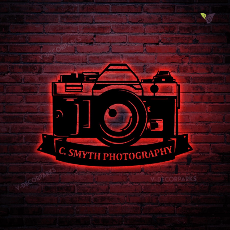 Personalized Photographer Monogram Metal Sign With Led Lights Art ...