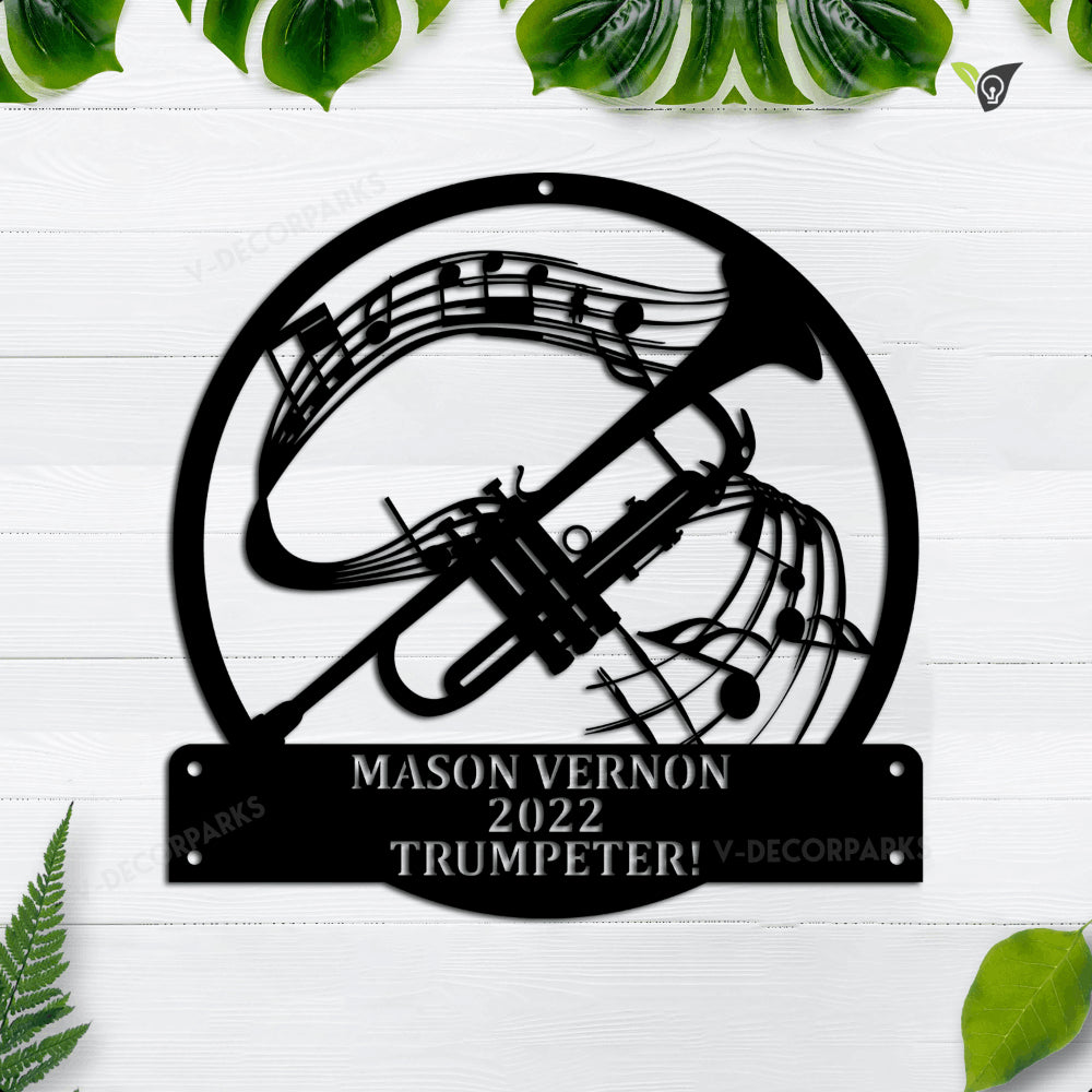 Custom Trumpet Metal Sign Art, Personazlied Trumpet Monogram Metal Sign ...