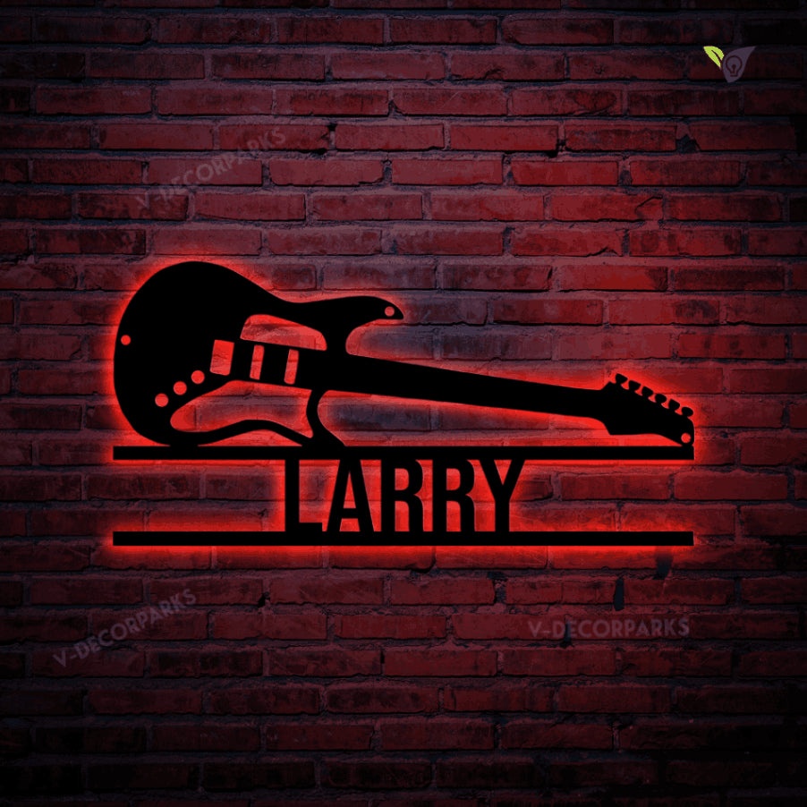 Personalized Guitar Bass Metal Sign With Led Lights, Custom Guitar Bass ...