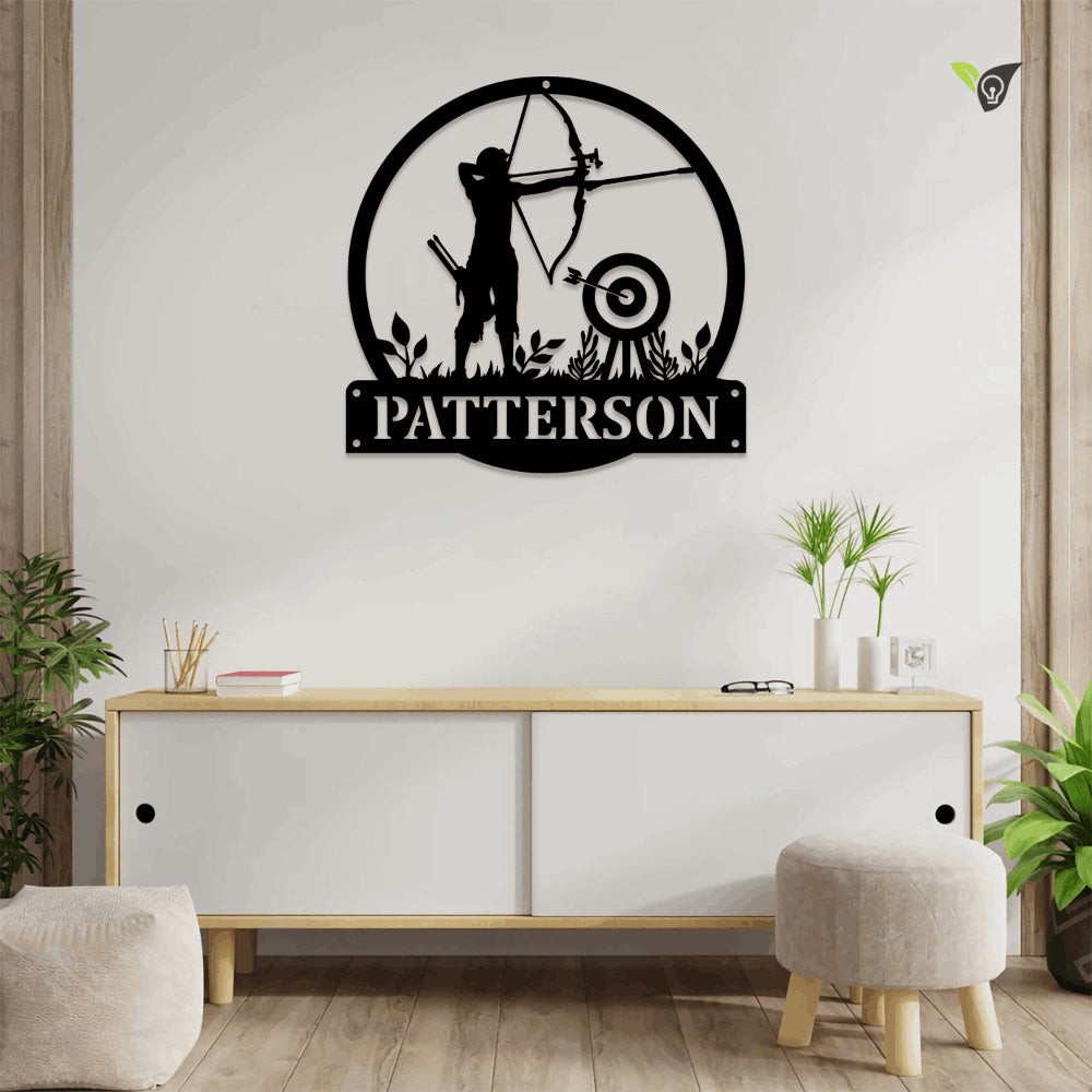 Personalized Archery Sport Monogram Metal Sign With Led Lights Art ...