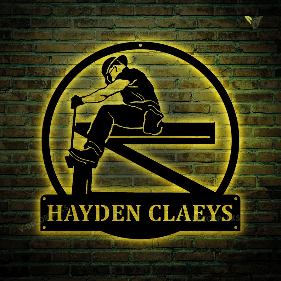 Personalized Ironworker Monogram Metal Sign With Led Lights Art, Custom ...