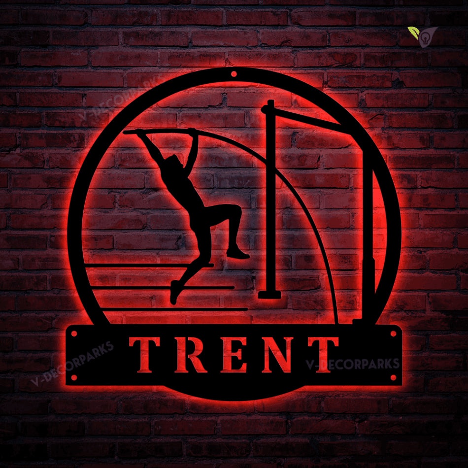 Personalized Pole Vault Sport Monogram Metal Sign With Led Lights Art ...