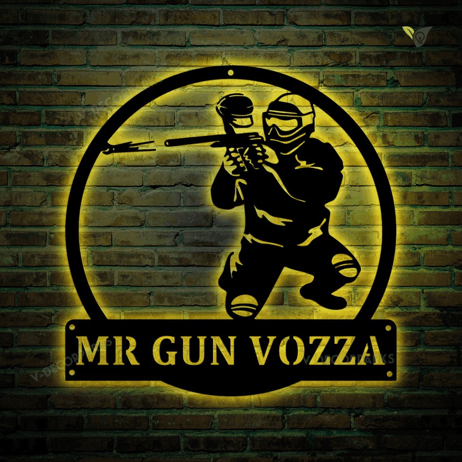 Personalized Paintball Monogram Metal Sign With Led Lights Art, Custom ...