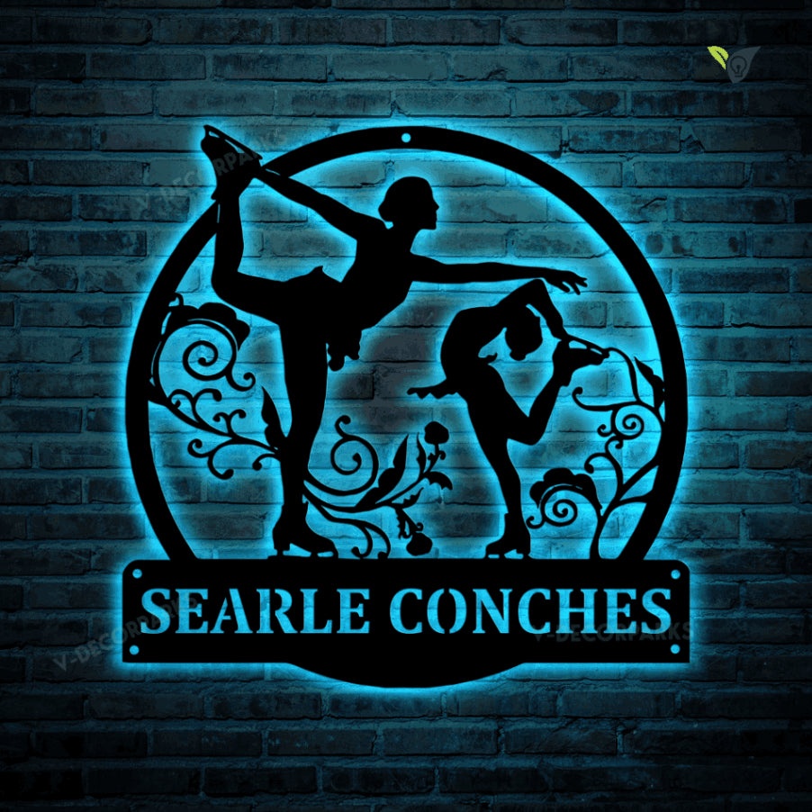 Personalized Figure Skating Sport Monogram Metal Sign With Led Lights ...