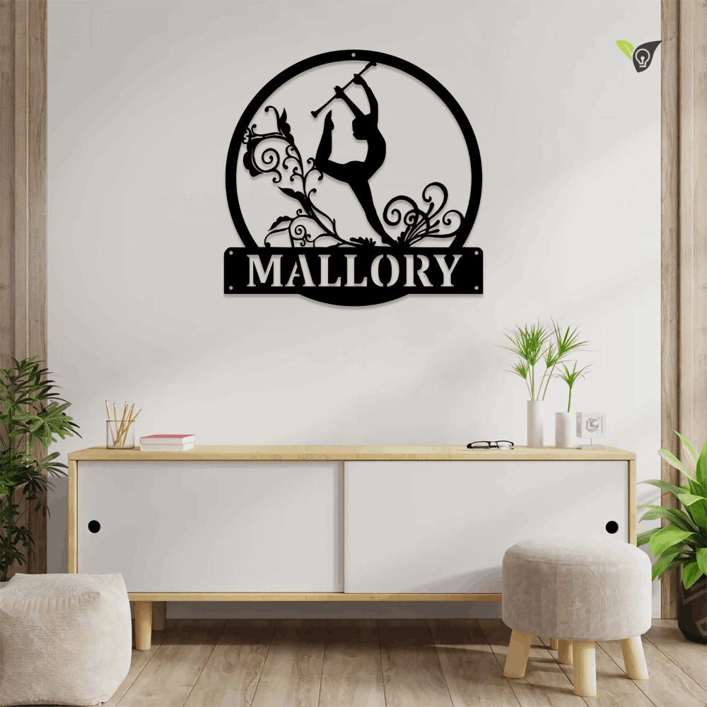 Personalized Baton Twirling Monogram Metal Sign With Led Lights Art ...