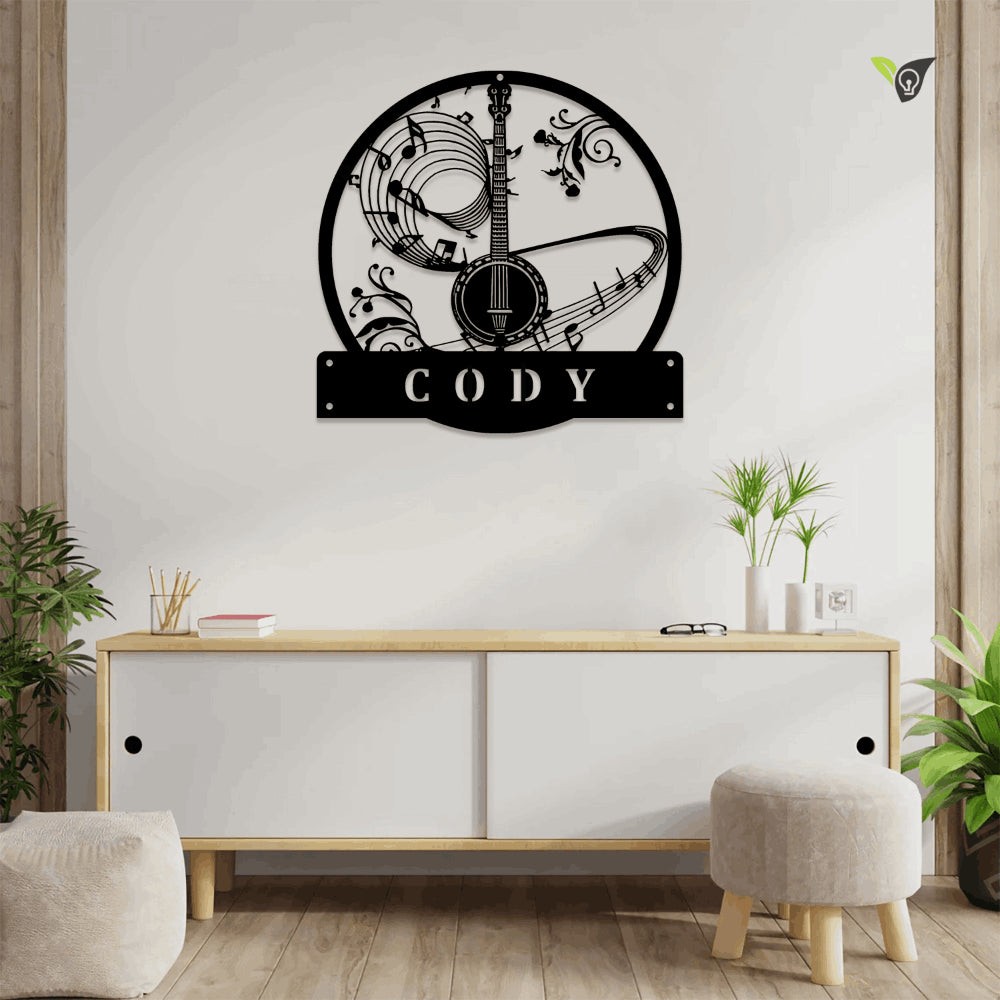 Personalized Banjo Music Metal Sign With Led Lights Art, Custom Banjo ...