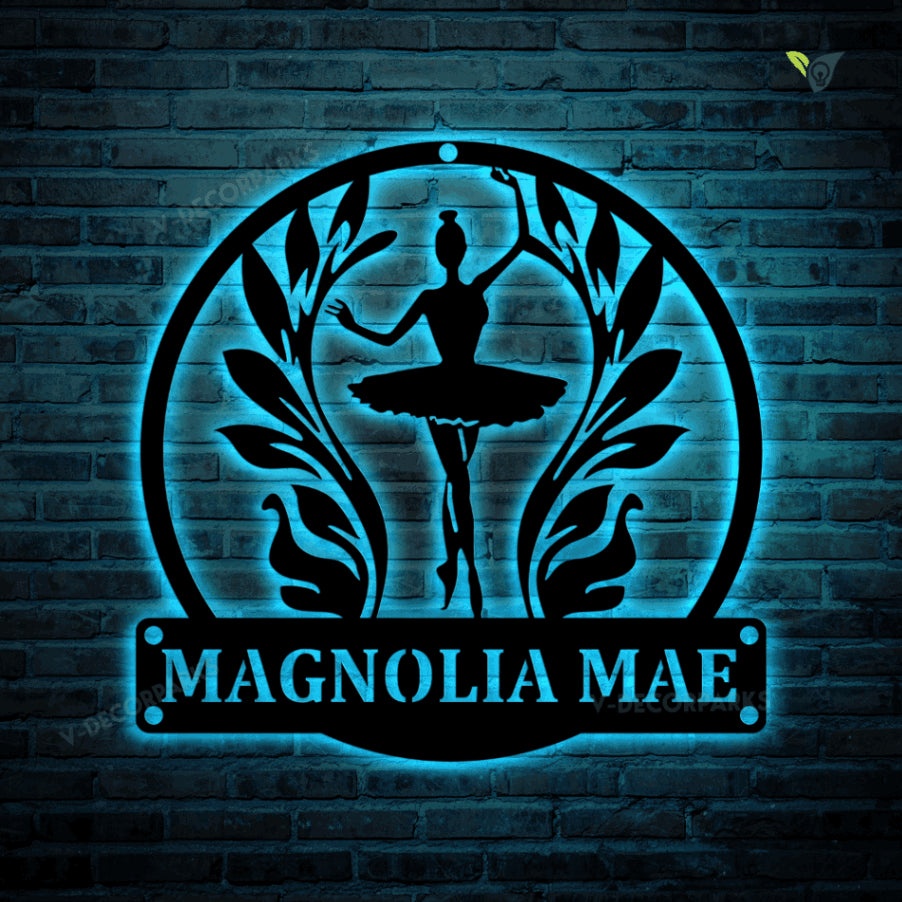Personalized Ballet Dance Monogram Metal Sign With Led Lights Art ...