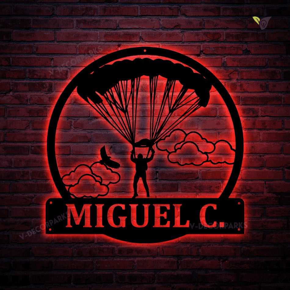 Personalized Parachuting Skydiving Metal Sign With Led Lights Art ...