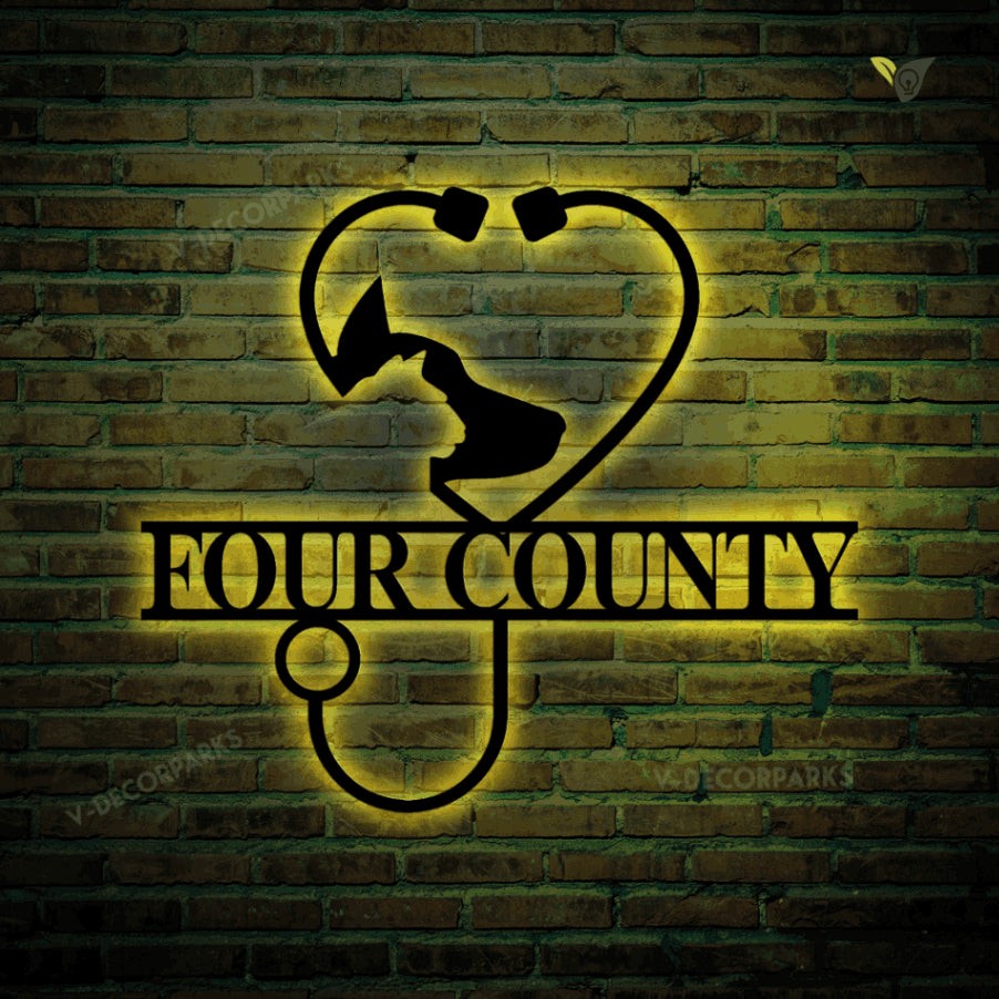 Personalized Vet Metal Wall Art With Led Light, Metal Animal Care Sign ...