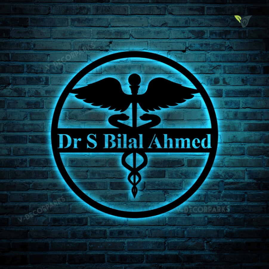 Personalized Doctor Metal Wall Art With Led Light, Metal Health Care ...
