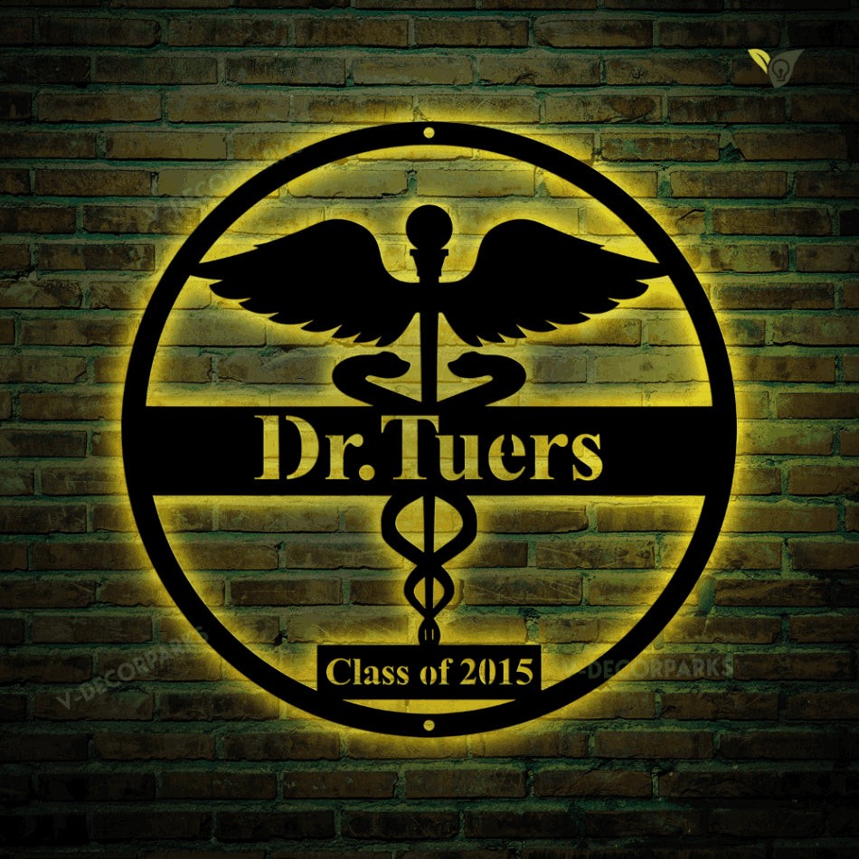 Personalized Doctor Metal Wall Art With Led Light, Metal Health Care ...