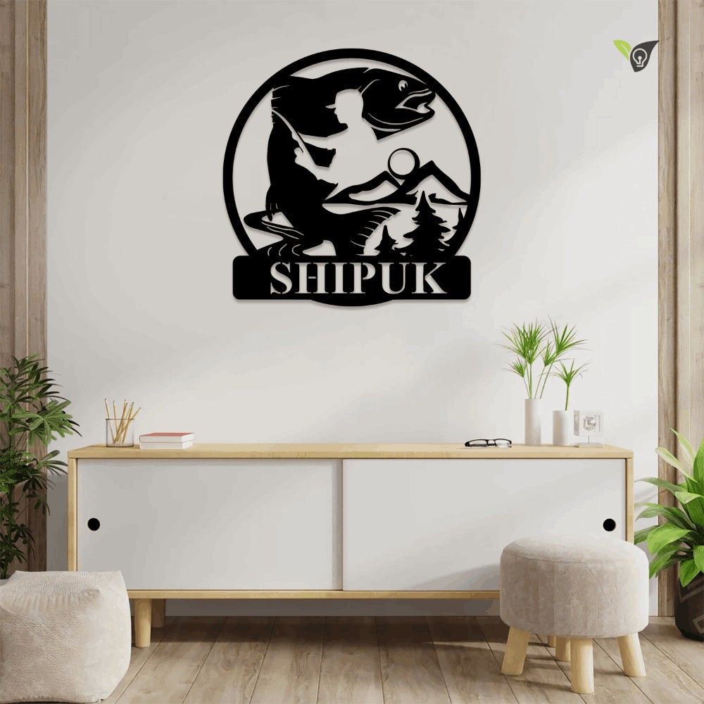 Custom Name Fish Metal Sign With Led Lights, Bass Fishing Metal ...