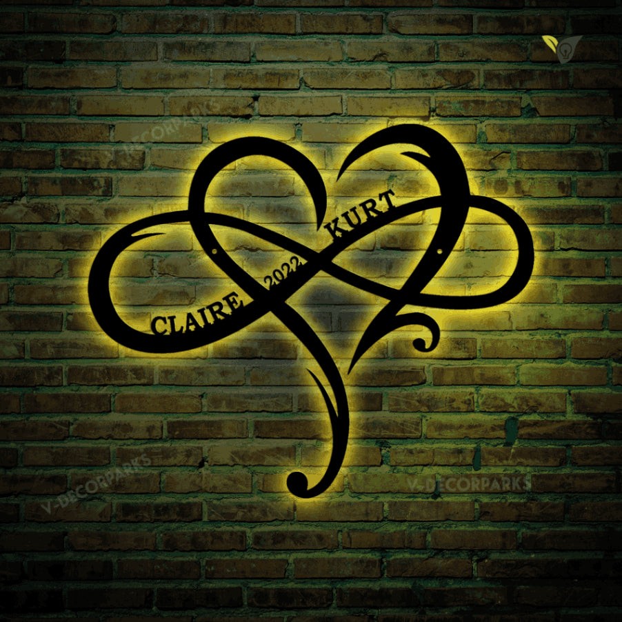 Infinite Heart Metal Sign With Led Lights For Couple, Love Sign Door ...