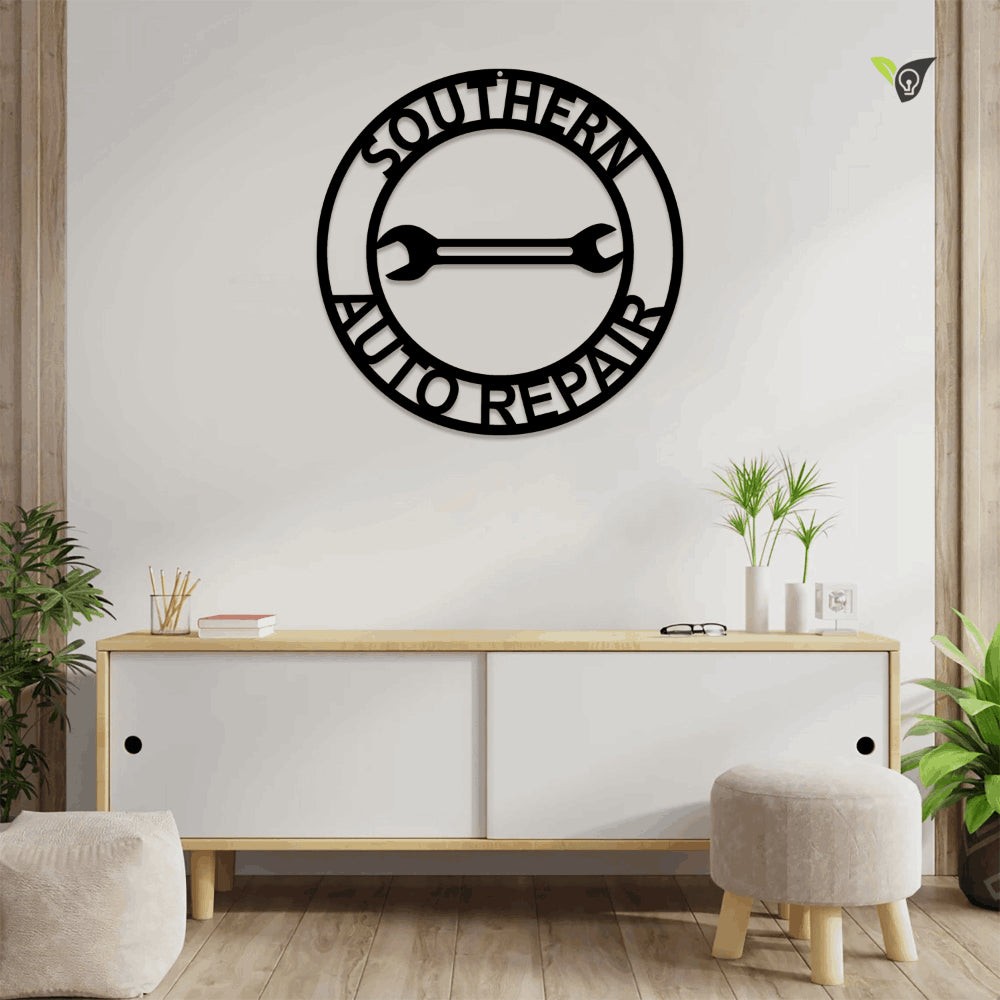 Custom Garage Metal Sign With Led Lights, Metal Shop Sign, Metal ...