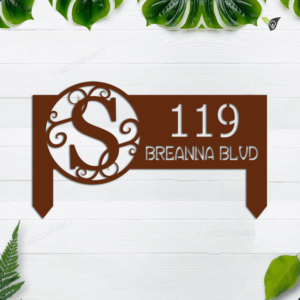 Monogram Address Sign, Metal, Modern Address Sign For Yard, Address ...