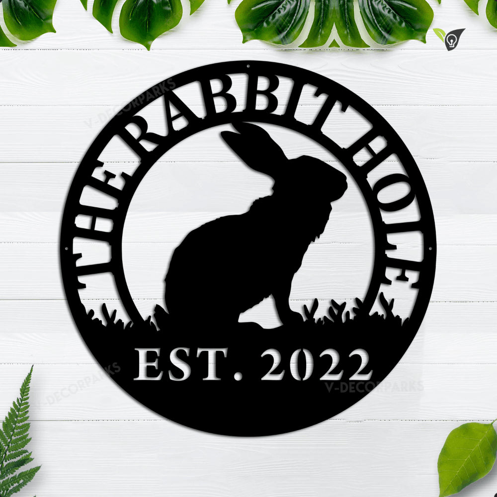 Personalized Rabbit Metal Sign, Rabbit Yard Metal Sign, Garden Sign ...