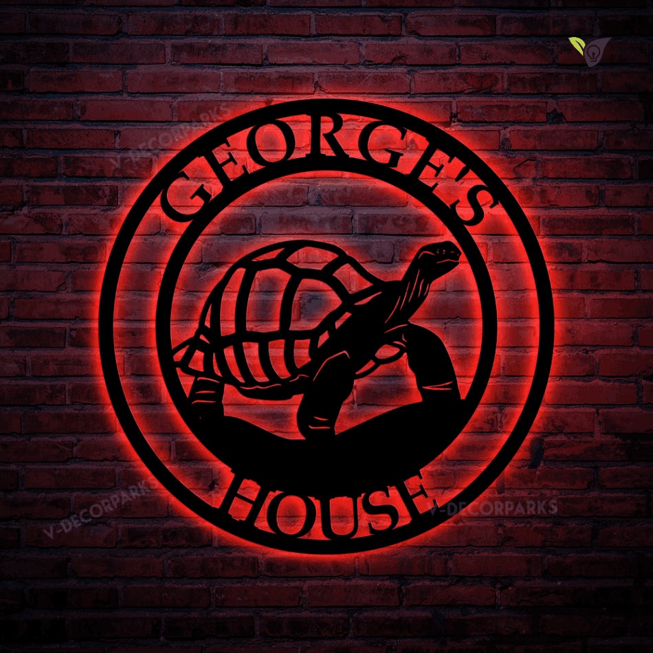 Custom Tortoise Metal Art With Led Lights, Turtle Personalized Family ...