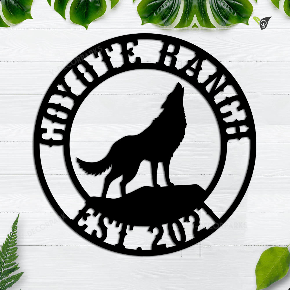 Coyote Sign, Metal Art, Entrance Gate, Ranch Sign, Coyote Metal Art ...