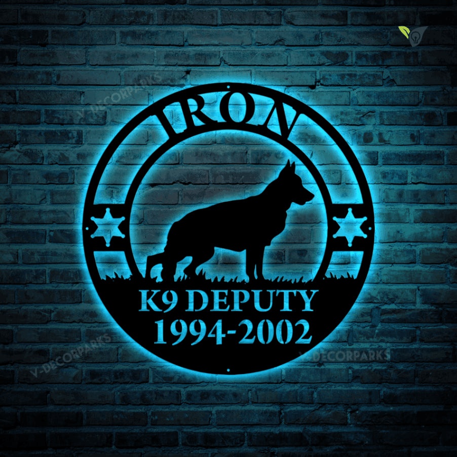 Police K9 Veteran Retirement Officer Metal Wall Art With Led Light ...