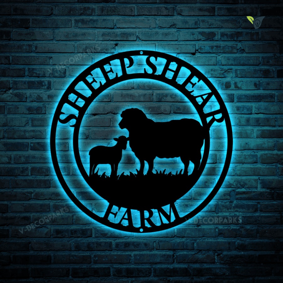 Sheep Metal Sign With Led Lights, Custom Sheep And Lamb, Farmer Sign ...