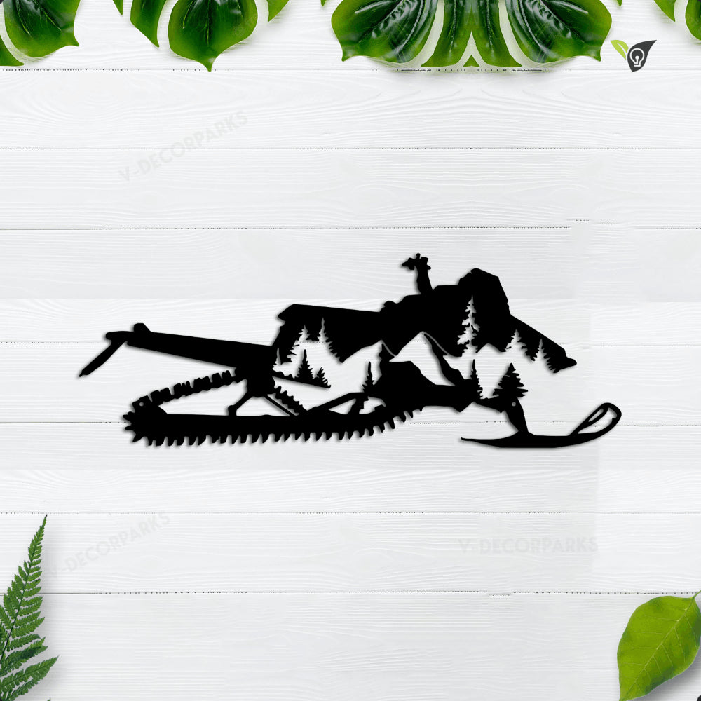 Snowmobile Cutout Scene Metal Sign, Cut Metal Sign, Wall Metal Art ...