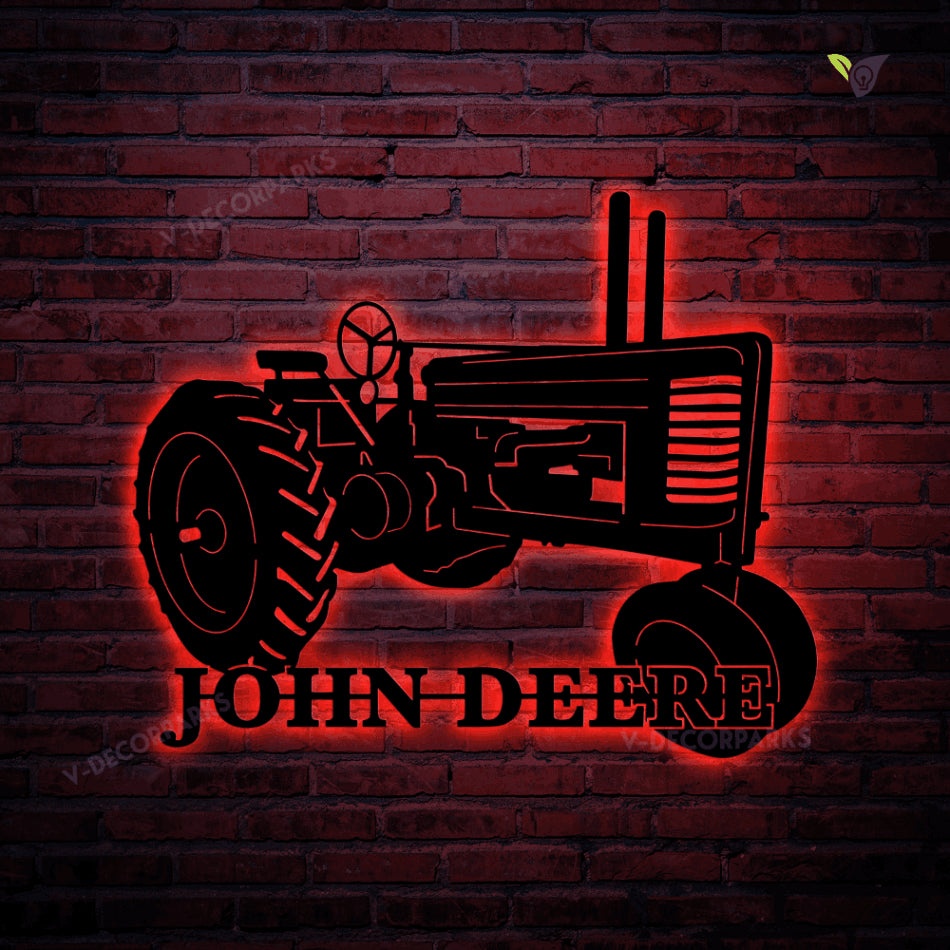 Custom Tractor Metal Sign With Led Lights, Tractor Cut Metal Farm Sign ...