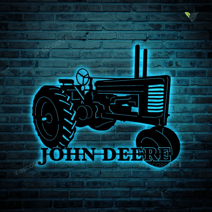 Custom Tractor Metal Sign With Led Lights, Tractor Cut Metal Farm Sign ...