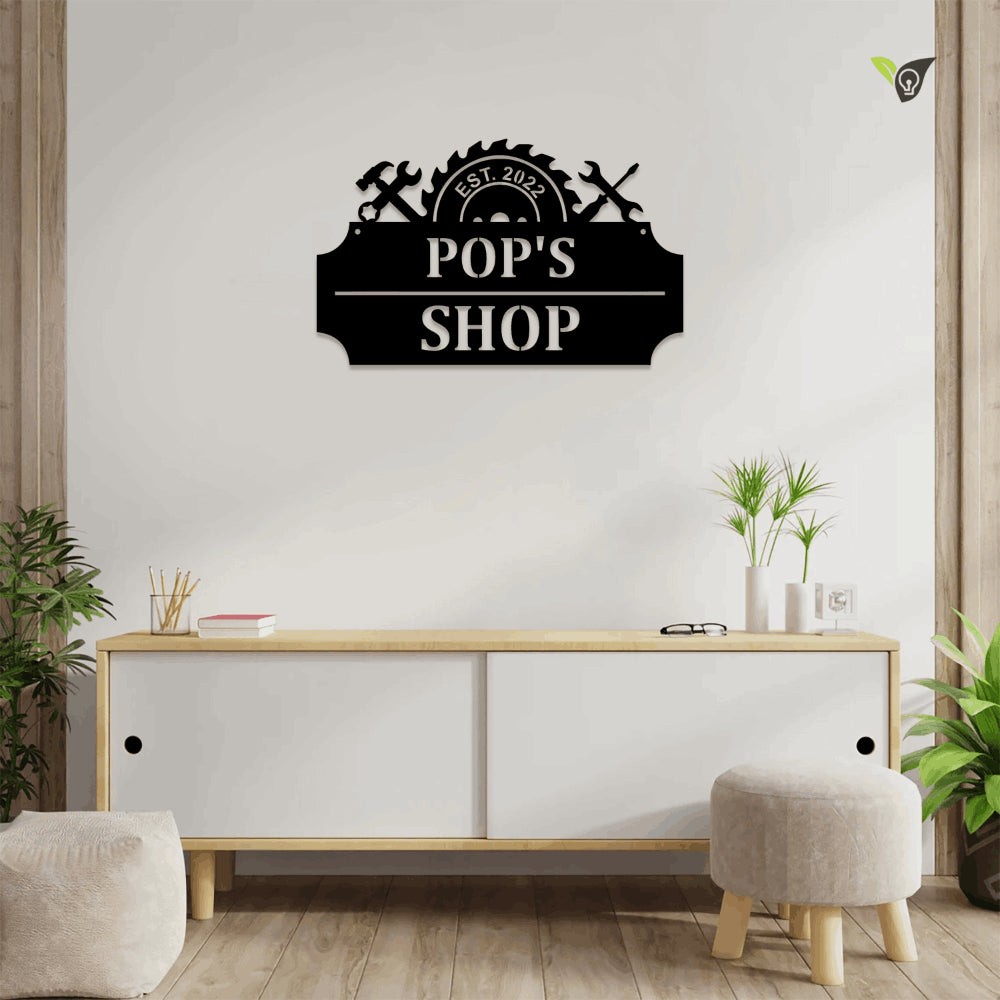 Personalized Workshop Metal Sign With Led Lights, Metal Workshop Sign ...