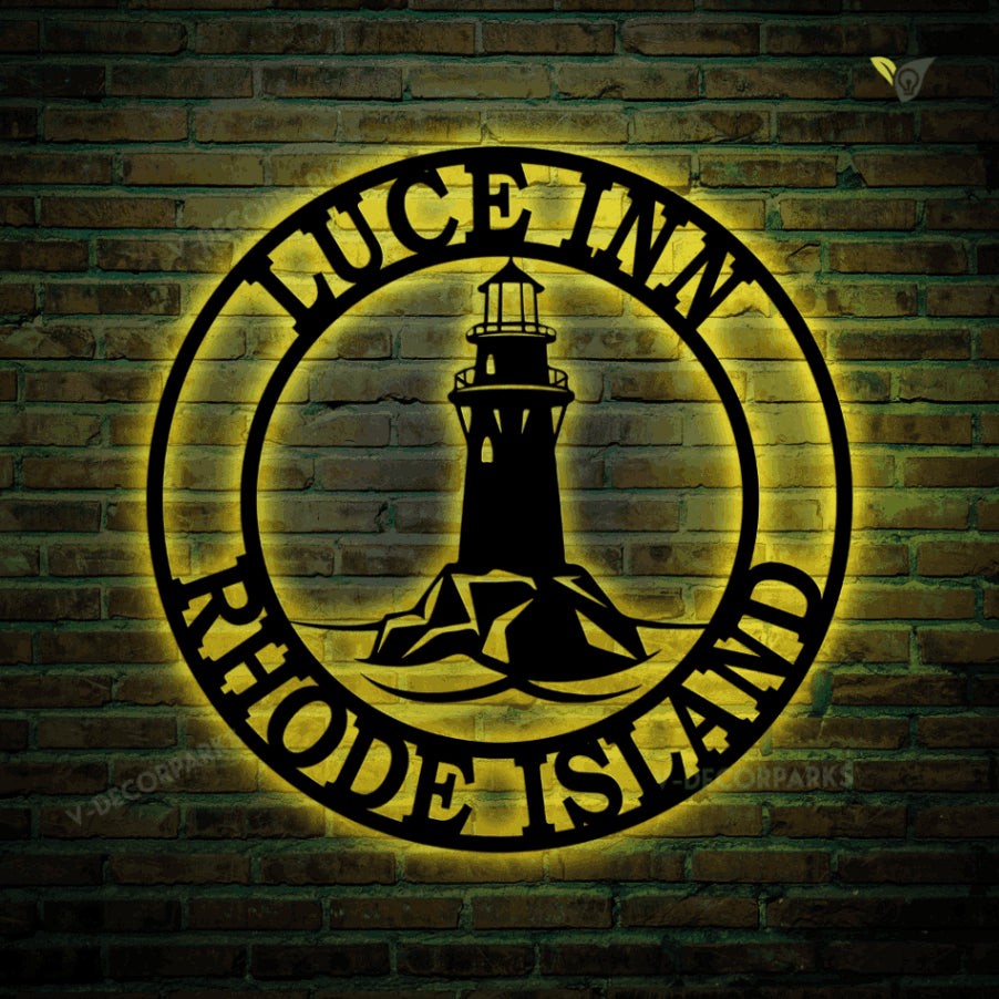 Lighthouse Sign - Light House Custom Metal Sign With Led Lights ...