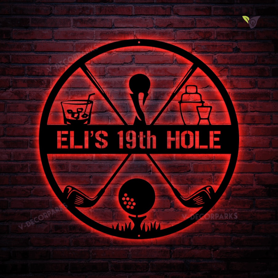 Personalized Golf Metal Art With Led Lights, Golf Decor, Golf Wall Art ...