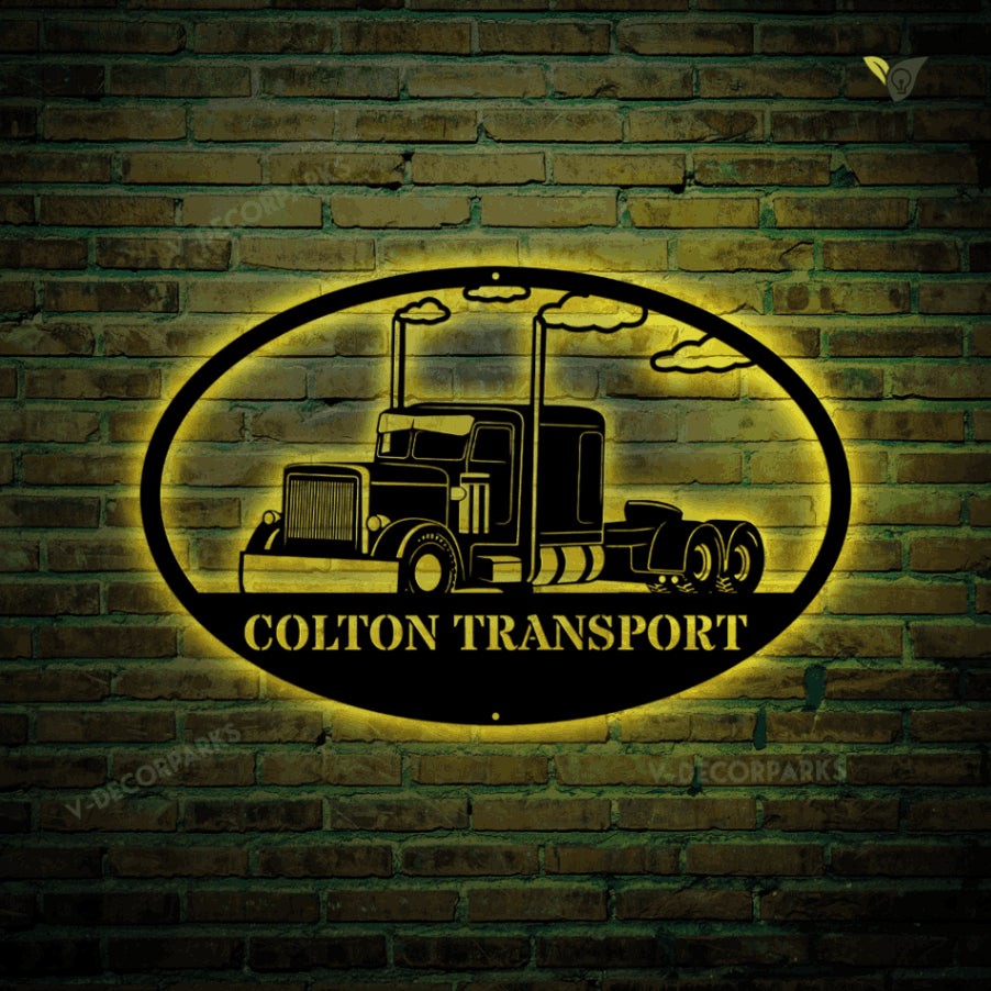 Truck Metal Sign With Led Lights, Big Rig, Truck, Wheeler, Diesel ...