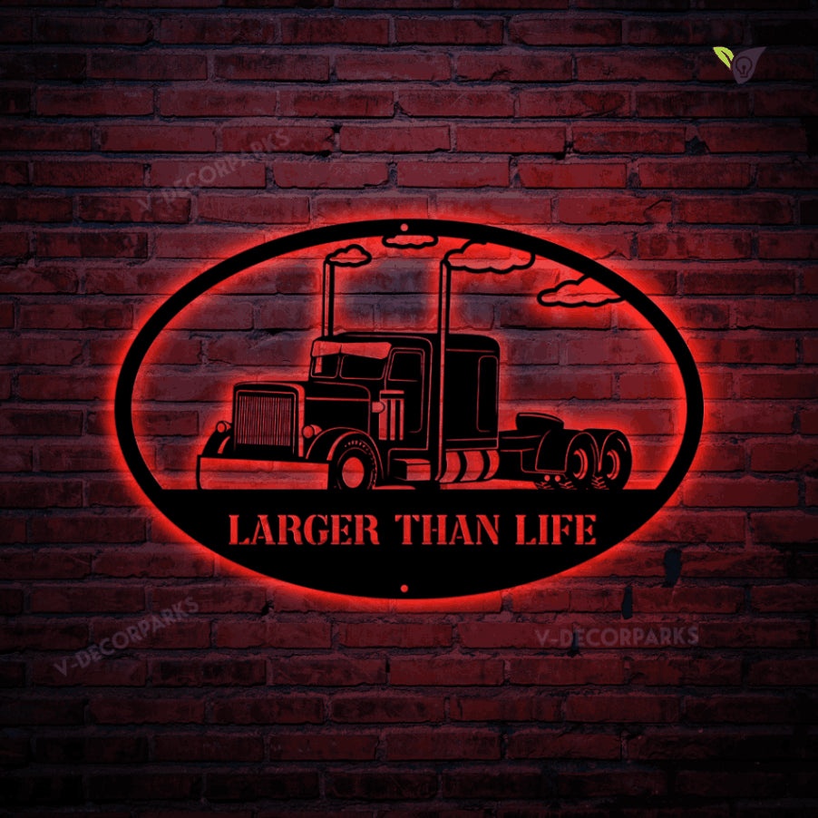 Truck Metal Sign With Led Lights, Big Rig, Truck, Wheeler, Diesel ...