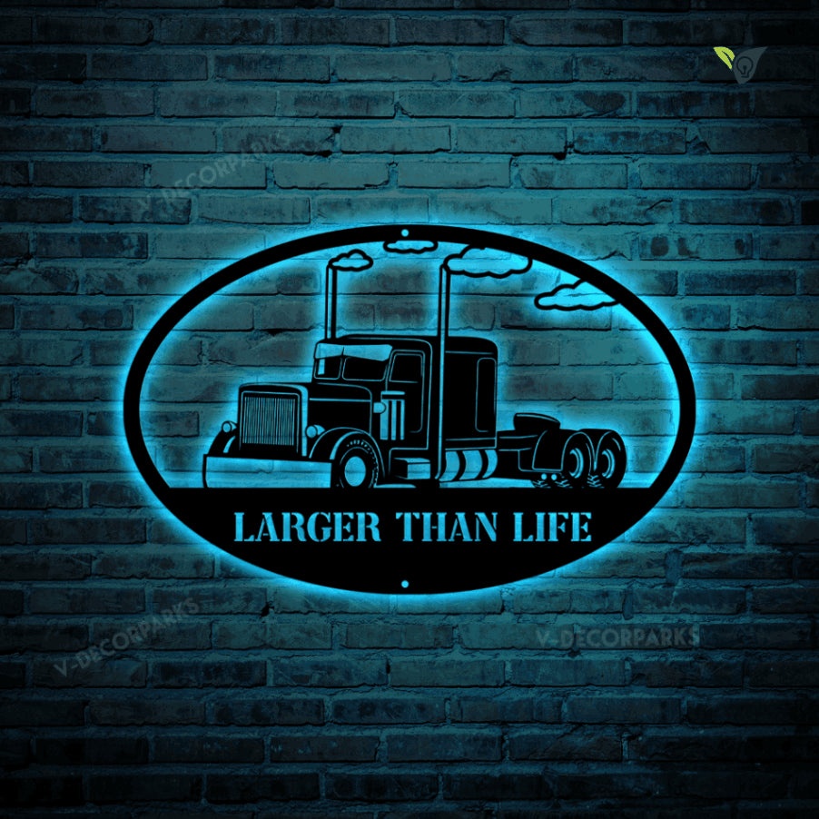 Truck Metal Sign With Led Lights, Big Rig, Truck, Wheeler, Diesel ...