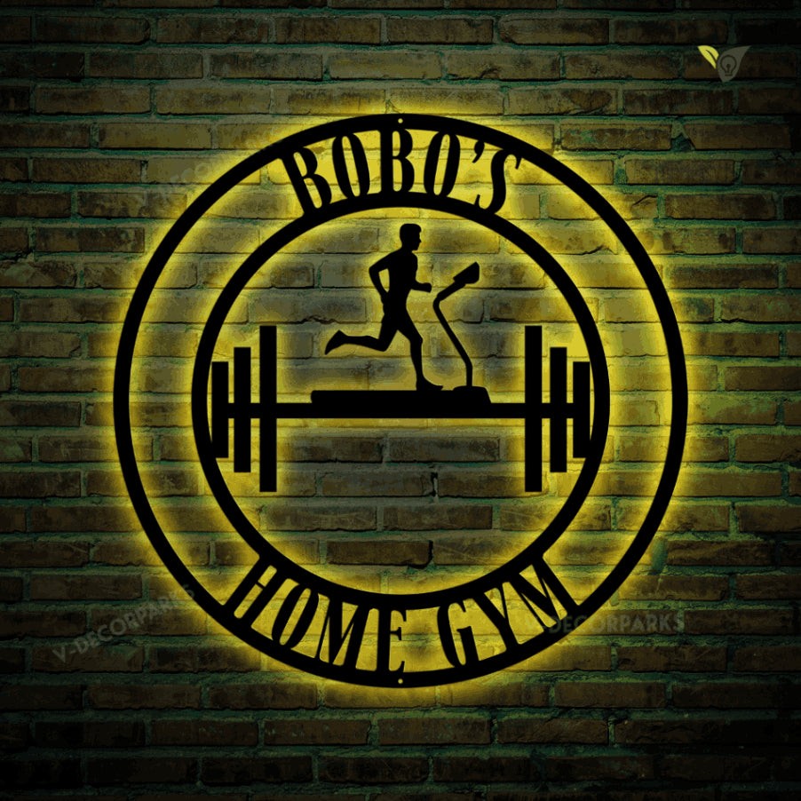Personalized Gym Name Metal Sign With Led Lights - Cross Fit Sign ...