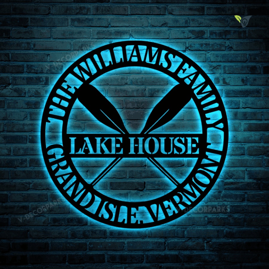Personalized Lake House Metal Sign With Led Lights, Lake House Decor ...