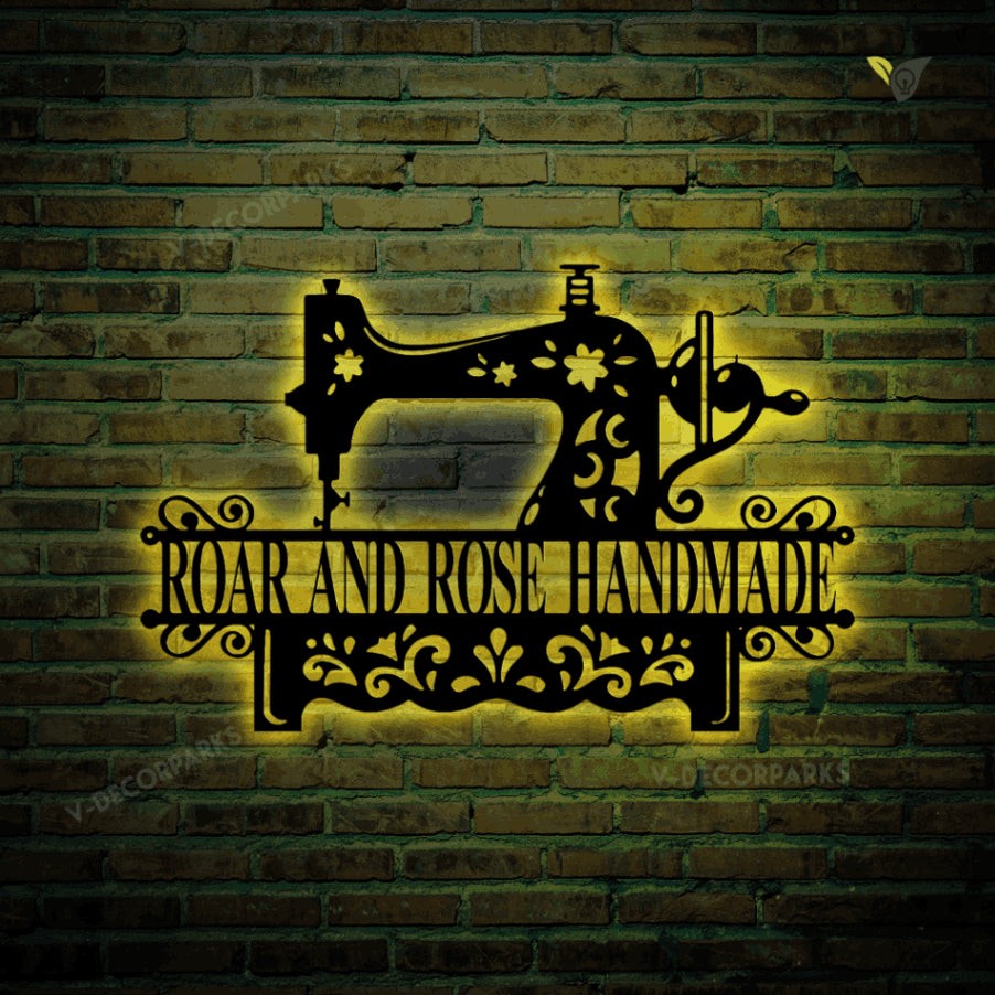 Personalized Name Sewing Metal Wall Art With Led Light, Custom Sewing ...