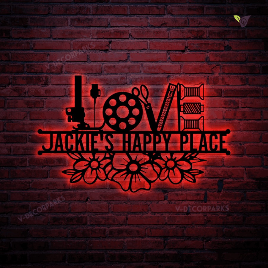 Custom Metal Sewing Sign With Led Light, Sewing Room Sign, Sewing Room ...