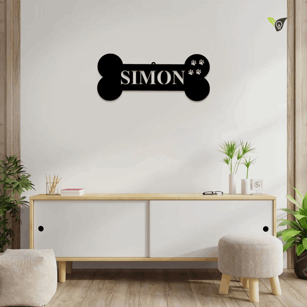 Custom Dog Name Metal Sign With Led Lights, Personalized Dog Bone ...