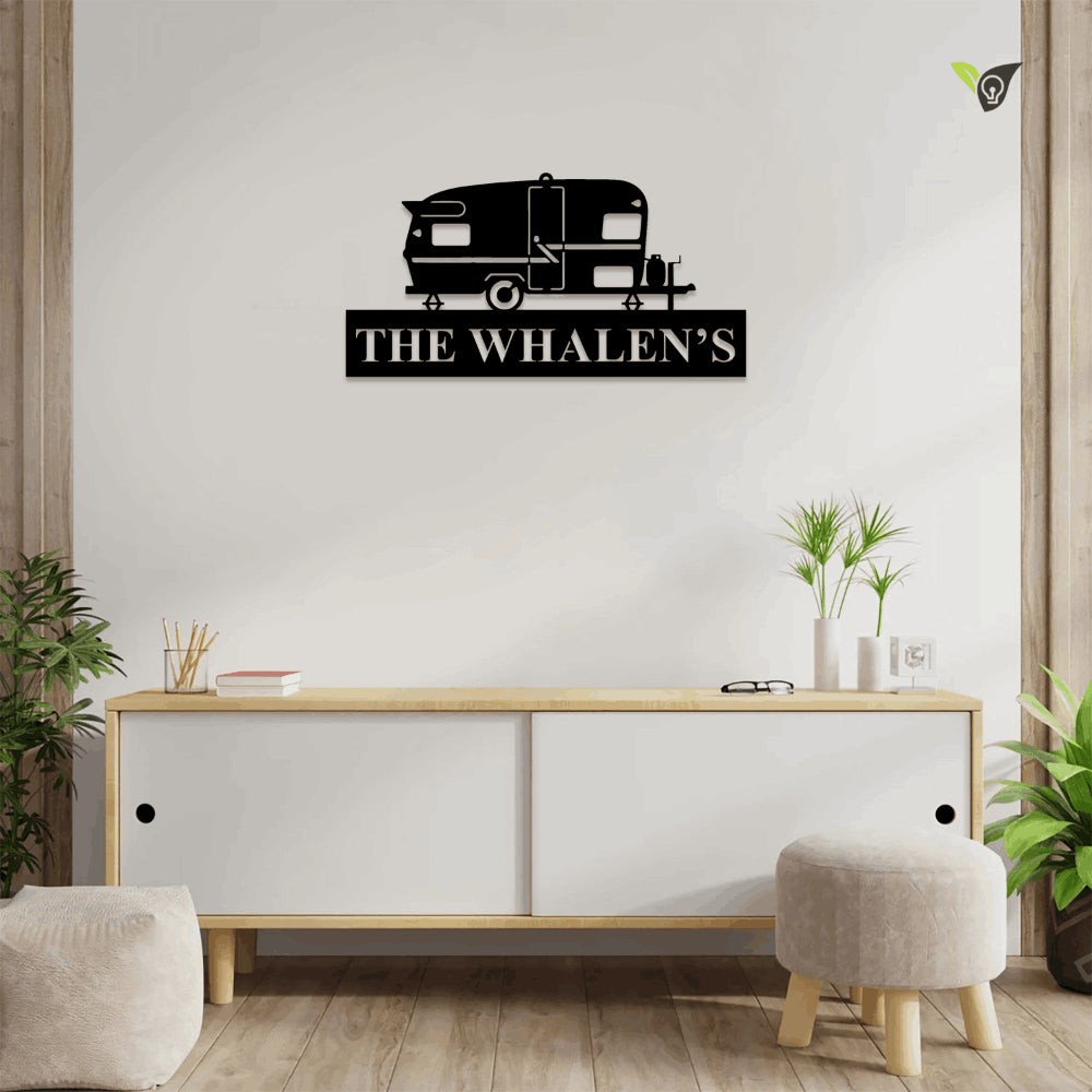 Personalized Camper Name Metal Sign With Led Lights, Campsite Flag ...