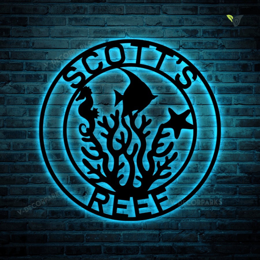 Custom Reef Metal Sign With Led Lights, Coral Reef Sign, Home Aquarium ...
