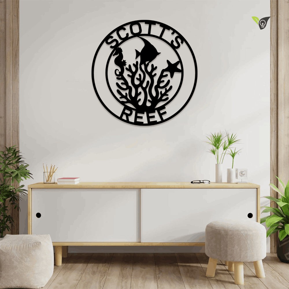 Custom Reef Metal Sign With Led Lights, Coral Reef Sign, Home Aquarium ...