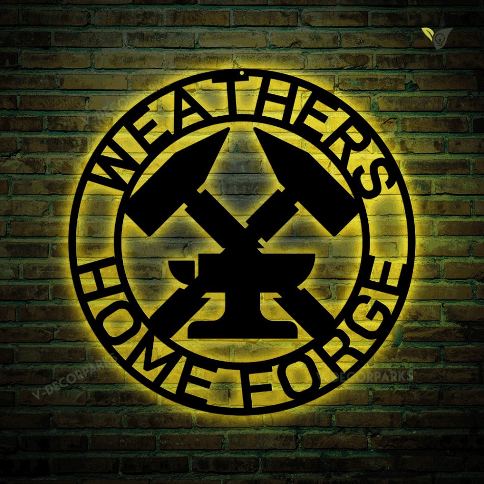 Home Forge Sign, Forge Sign, Blacksmith Sign, Metal Sign With Led ...