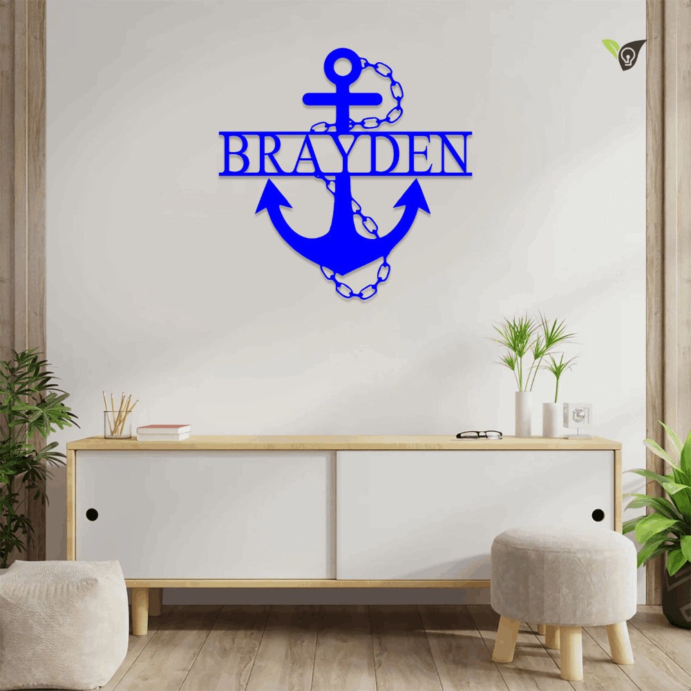 Laser Cut Anchor Monogram Metal Art With Led Lights, Contemporary ...