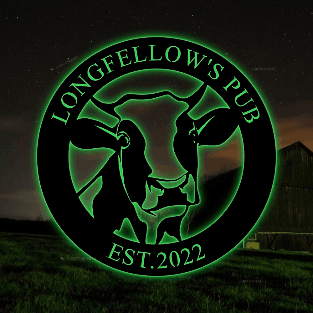 Custom Metal Cow Farm Sign Led Lights, Custom Cow Metal Art, Cow Metal ...
