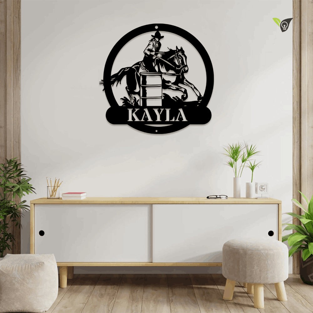 Barrel Racing Monogram Custom Name Metal Sign With Led Lights ...