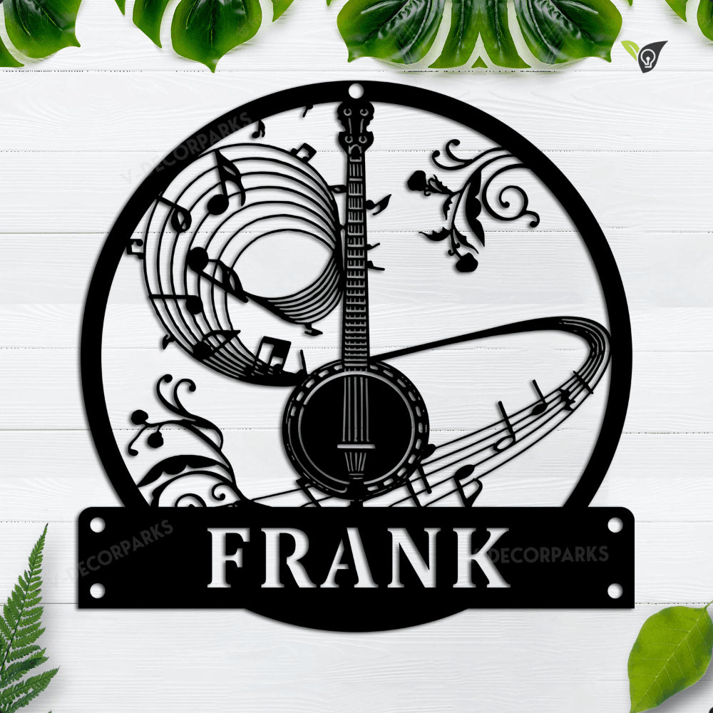 Custom Banjo Metal Wall Art, Personalized Banjo Name Sign Decoration ...