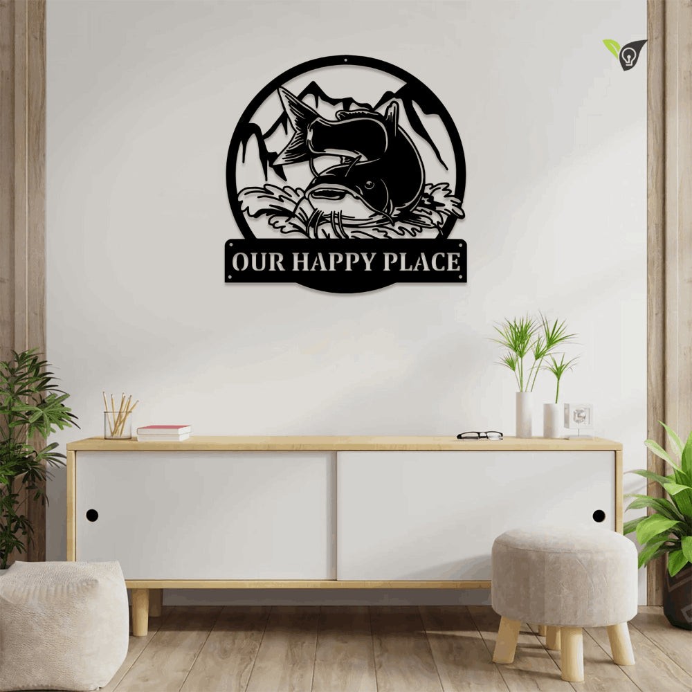 Custom Catfish Fishing Metal Wall Art With Led Light, Personalized ...