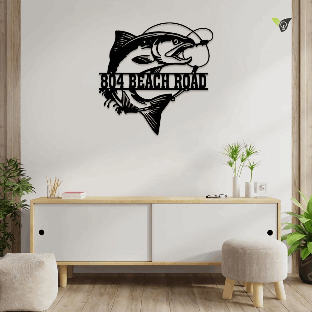 Custom Salmon Fish Metal Wall Art With Led Light, Personalized Salmon ...
