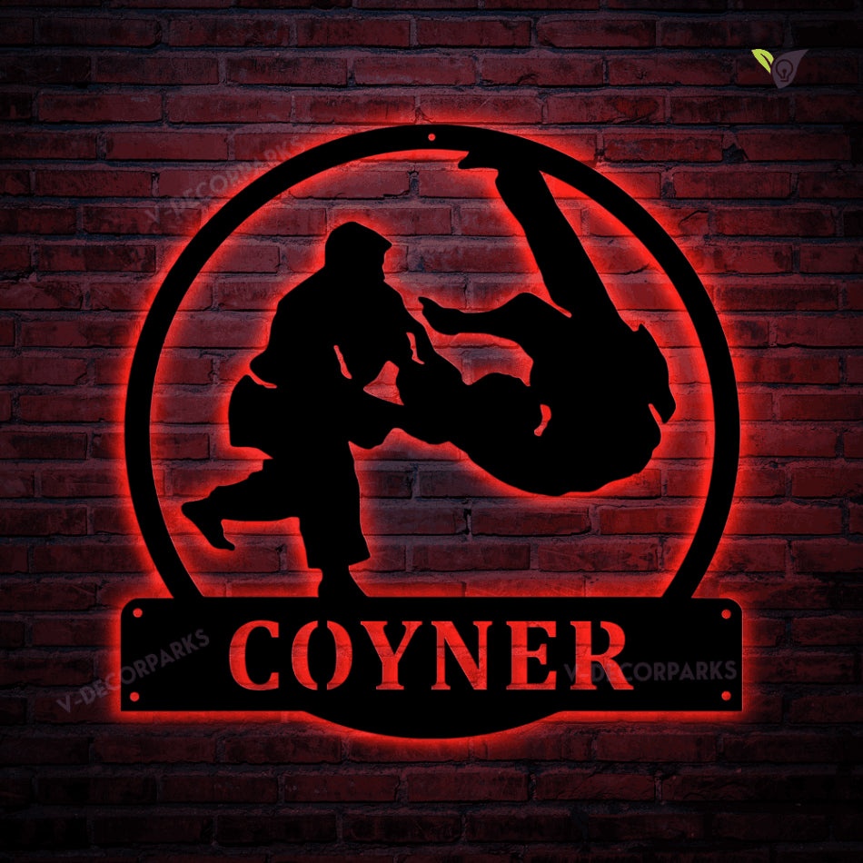 Personalized Brazilian Jiu Jitsu Monogram Metal Sign With Led Lights ...