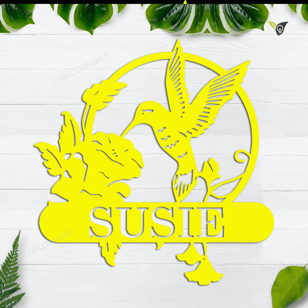 Custom Hummingbird Monogram Cut Metal Sign | Nalaprint